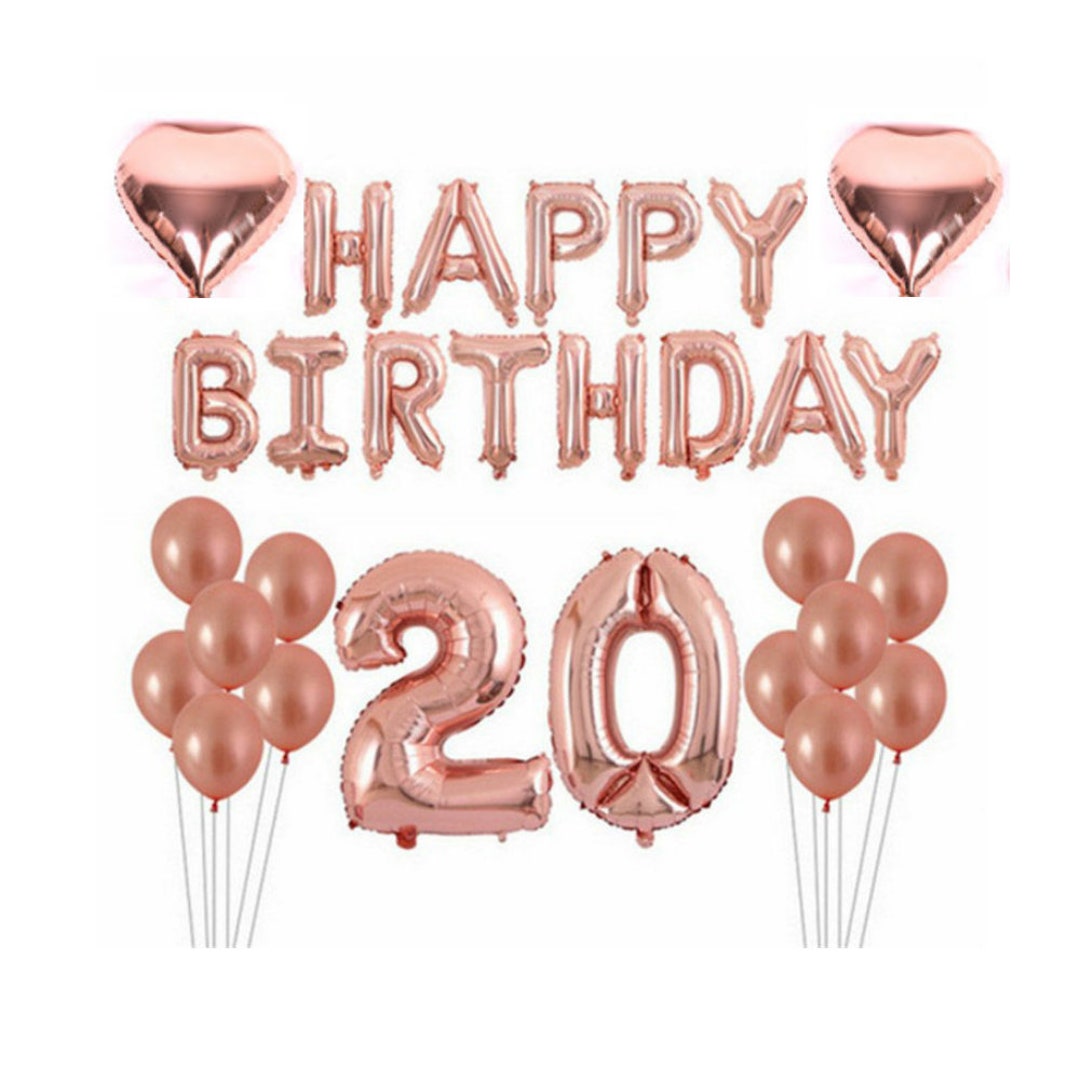 Rose Gold 20th Birthday Balloon Decoration Set | 20th Birthday Party ...