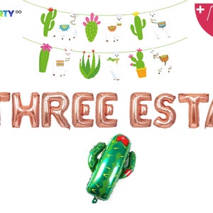 Three Esta Party Balloon Banner Decorations| 3rd Fiesta Theme Party ...