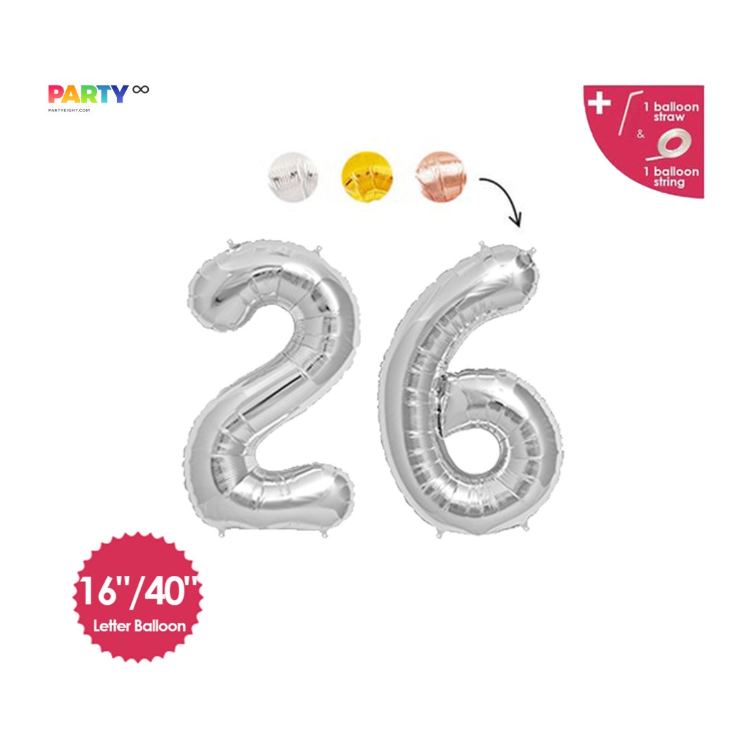 26 Party Balloons for 26th Birthday or Anniversary | Number 26 Balloon ...