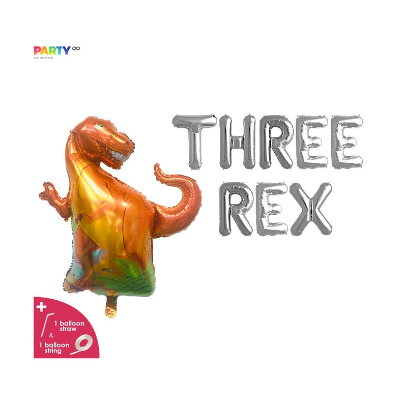 3rd Birthday Three Rex Banner Three Rex Balloons Dinosaur | Etsy