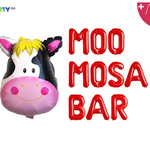 Moo Mosa Bar Balloon Banner | Farm Theme Mimosa Bar Baby Shower | Kids ...