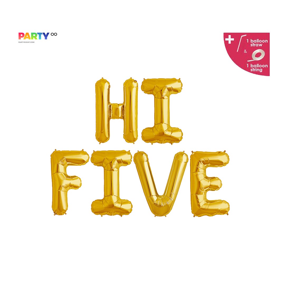 Hi Five Balloon Bouquet | 5th Birthday Party Boy Girl Decorations | HI ...
