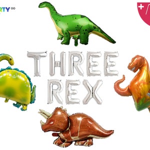 3rd Birthday Three Rex Banner | Three Rex Balloons Dinosaur Party | T ...