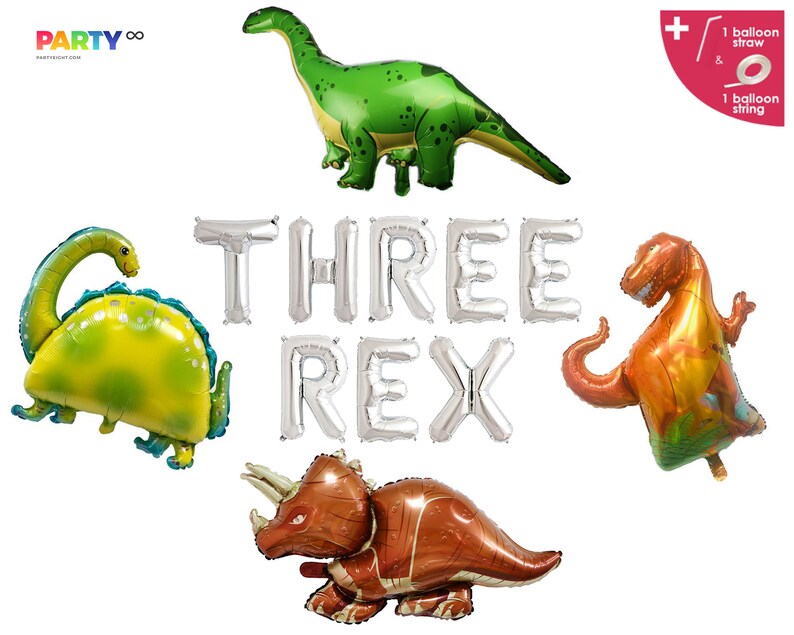 3rd Birthday Three Rex Banner Three Rex Balloons Dinosaur - Etsy