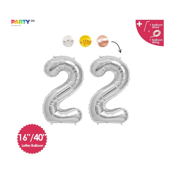 22 Party Balloons for 22th Birthday or Anniversary | Giant 22 balloons ...