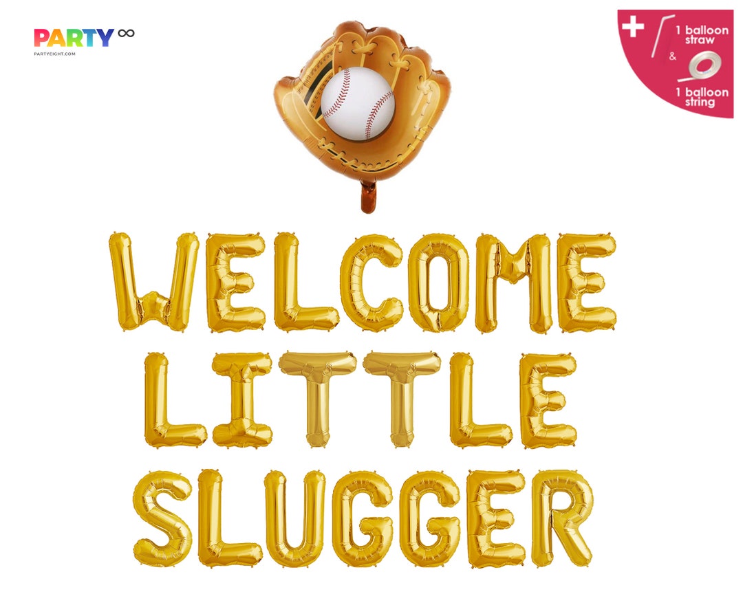 Welcome Little Slugger Baseball Baby Shower Balloon Banner | Baseball ...