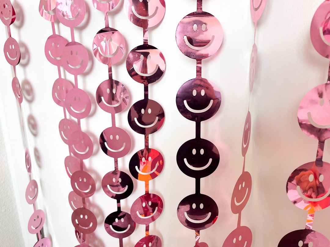 Pink Smiley Curtain Backdrop | One Happy Dude Birthday Party Decoration ...