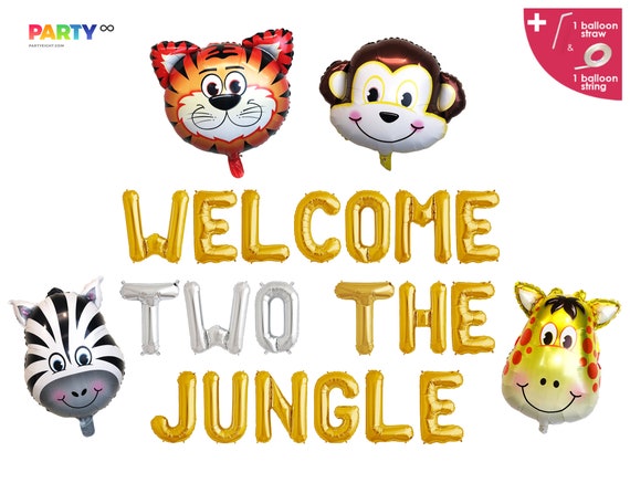 Welcome Two The Jungle Balloon Banner | 2nd Birthday Party | Jungle ...