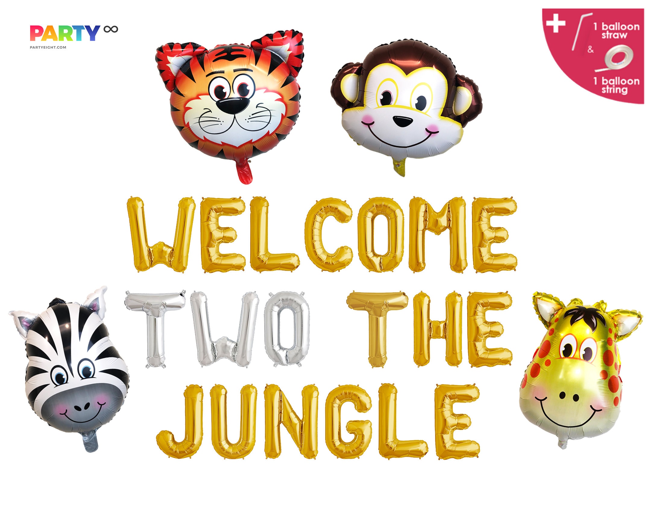 Welcome Two the Jungle Balloon Banner | 2nd Birthday Party | Jungle ...