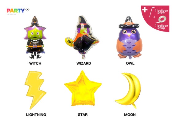Spellbound Owl & Lightning Wizard Witch Magic Themed Balloon Decors ...
