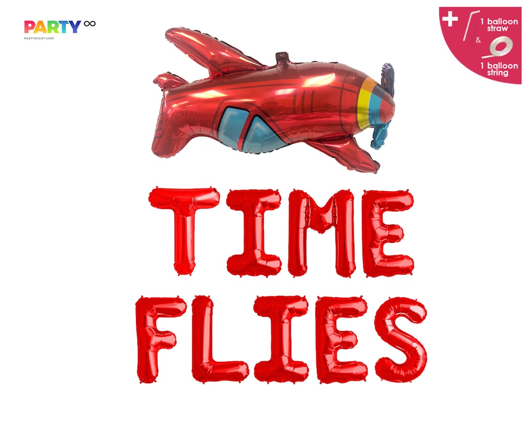 Airplane Time Flies Balloon Banner | Airplane Themed First Birthday ...
