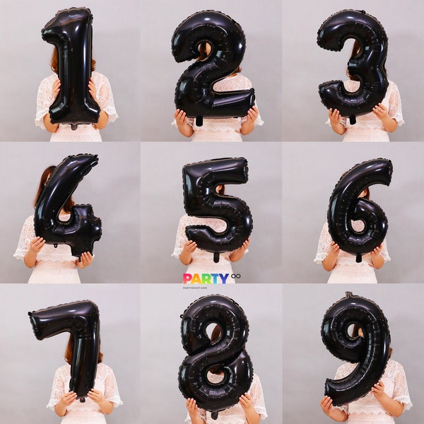 Large Black Number Balloons - Etsy