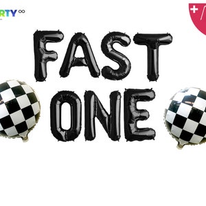 RACE CAR Birthday Fast One Balloons Banner | 1st Birthday Party ...