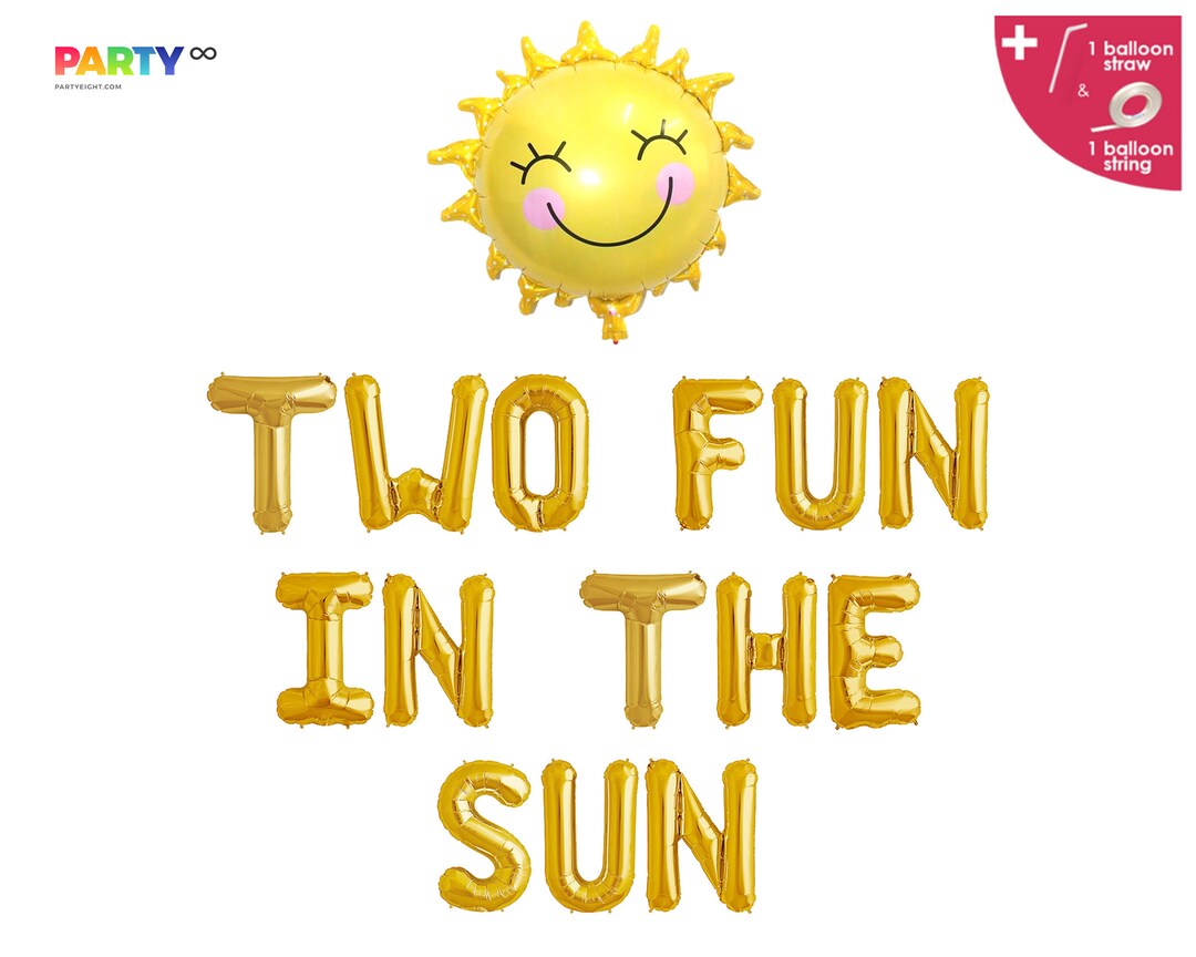 Two Fun in the Sun Balloon Banner | 2nd Birthday Party Decorations ...
