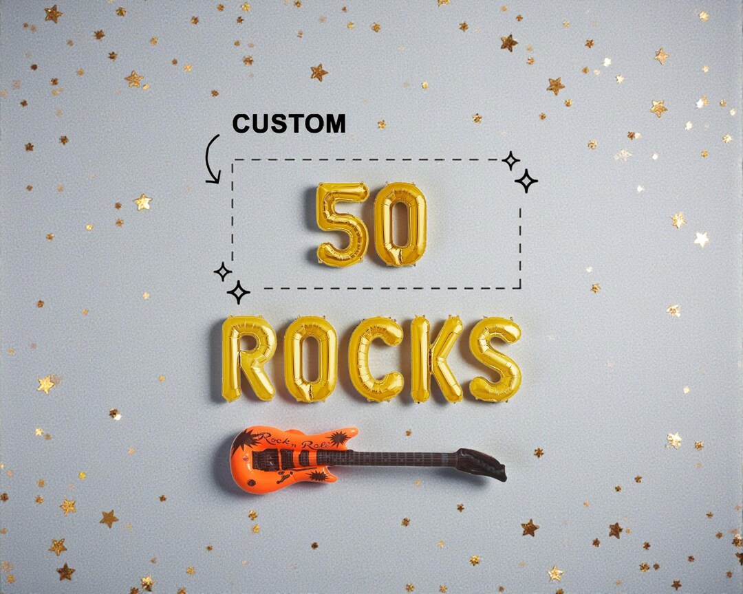 Custom Age Rocks Balloon Banner: Rock ’n’ Roll Musical Birthday Decor ...