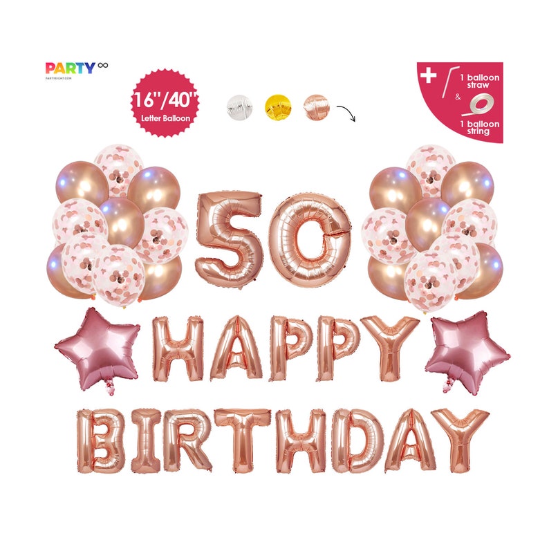 Rose Gold 50th Birthday Balloon Decoration Set 50th Birthday - Etsy