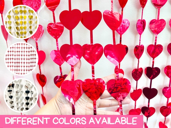 Heart Shape Streamer Fringe Curtain Backdrop | Galentines Valentines ...