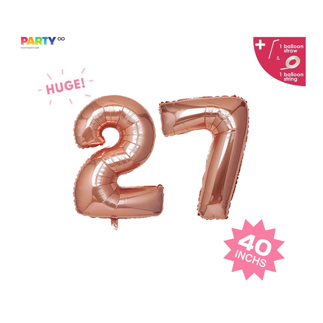 27th Rose Gold Number Balloon | 27th Birthday Party Decorations ...