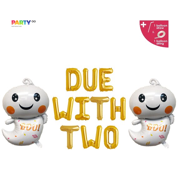Due With Two Banner | Halloween Theme Twins Balloon Banner | Its Twins ...