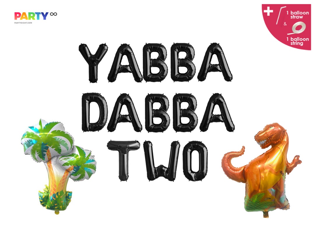 Yabba Dabba Two 2nd Birthday Decorations Banner | Flinstones Themed 2nd ...