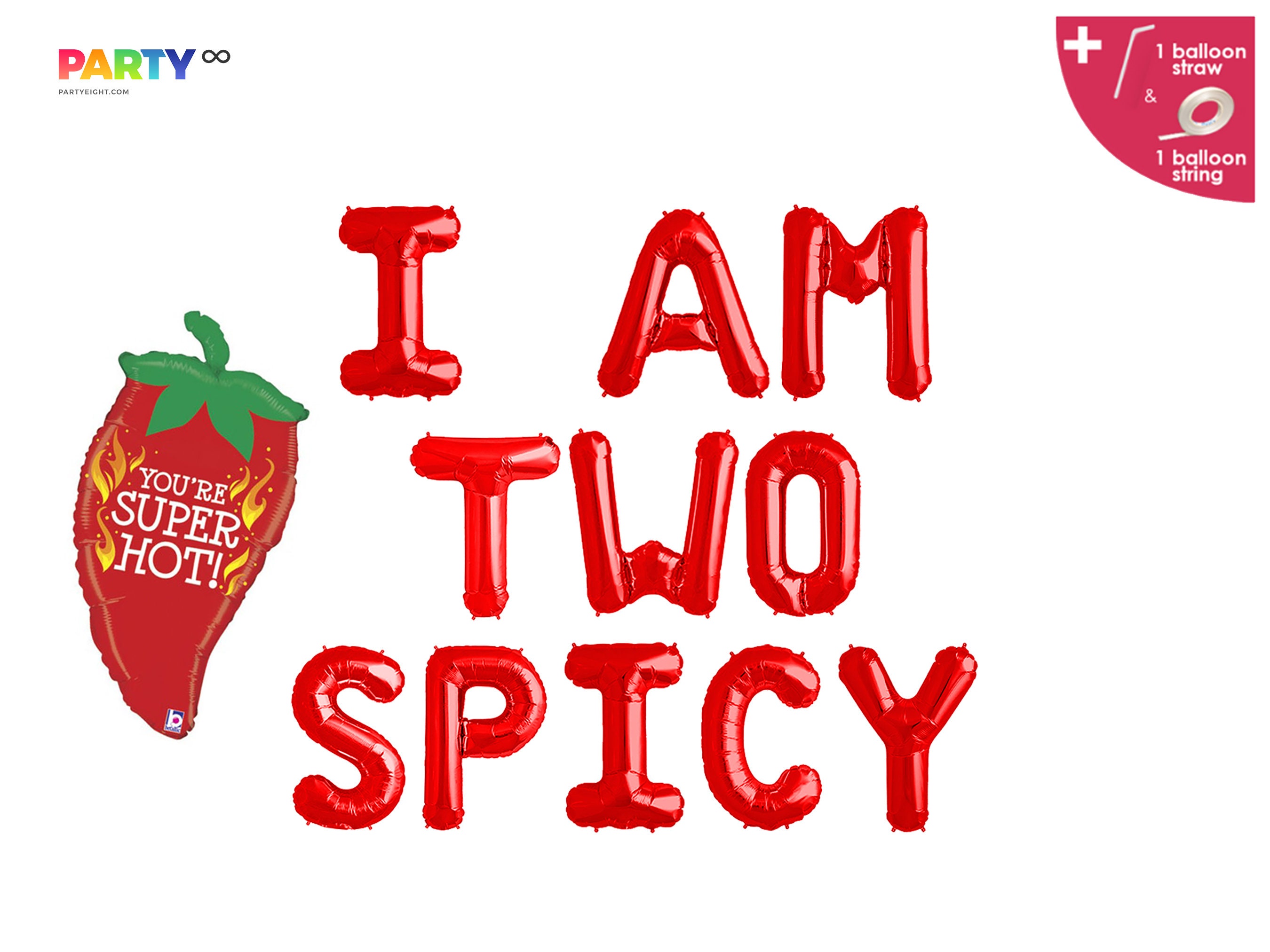 I Am TWO Spicy Balloons Banner: 2nd Birthday Taco Party Decor - Etsy