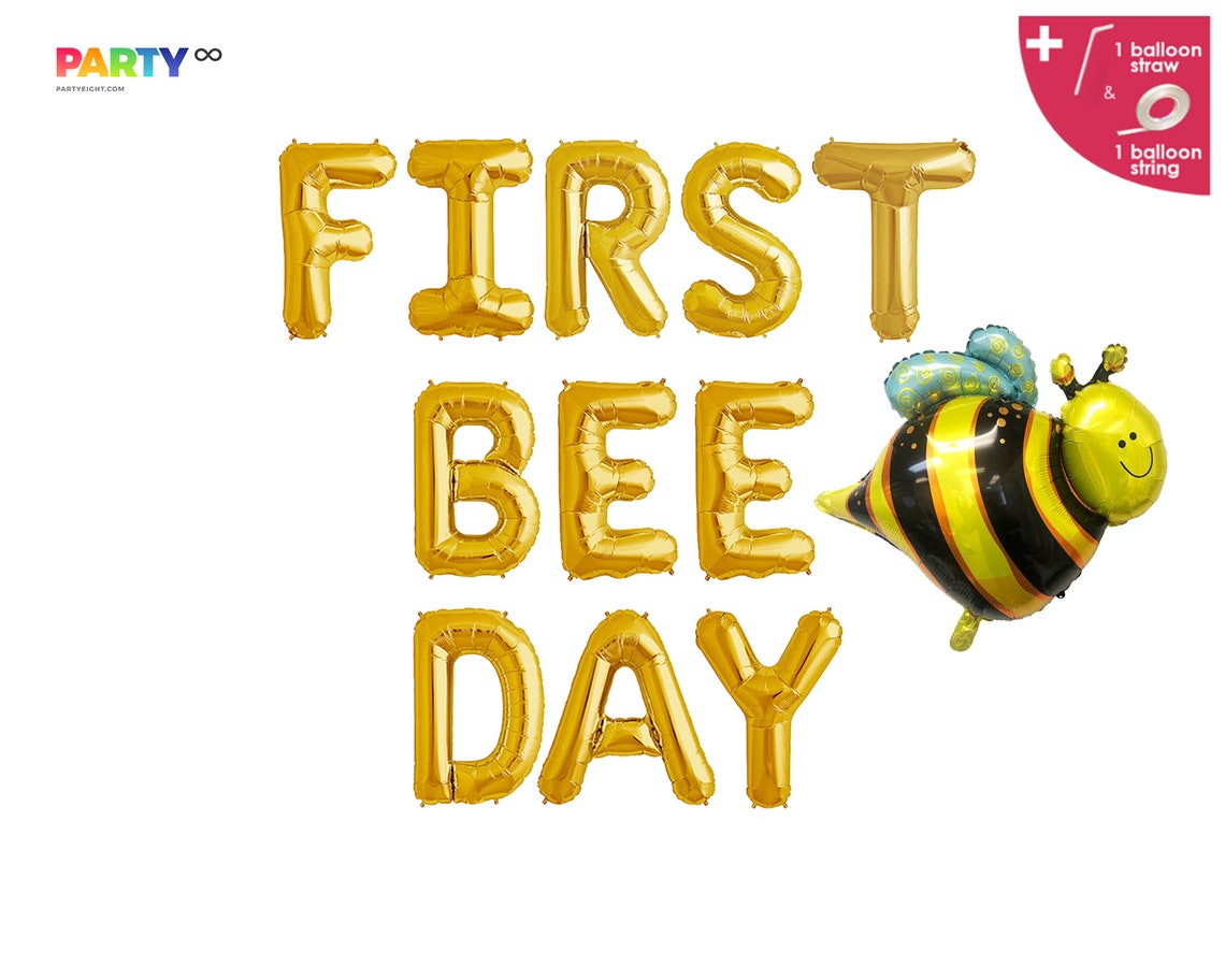 Happy 1st Bee Day Banner First Bee Day Birthday Party | Etsy