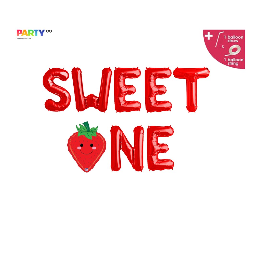Sweet One Balloon Banner | Strawberry Balloon 26" | One is Berry Sweet ...