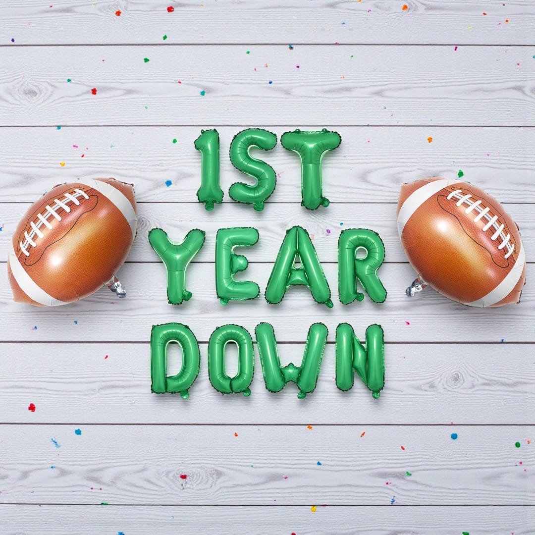 1st Year Down Football Banner: Football Sports Theme First Birthday ...