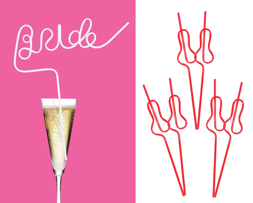 Pastel Red Swirly Bach Straws &bride Straw Set | Bachelorette Party ...