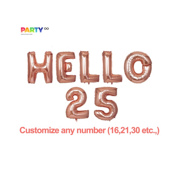25th Birthday Balloon Decoration Set | Hello 25 Birthday Party Decor ...
