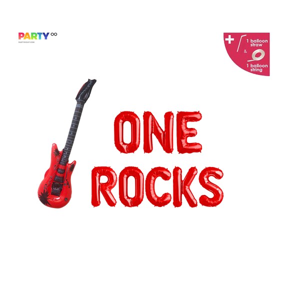 One Rocks Banner w/ Guitar Balloon | 1st Birthday Musical Rock Hip Hop ...