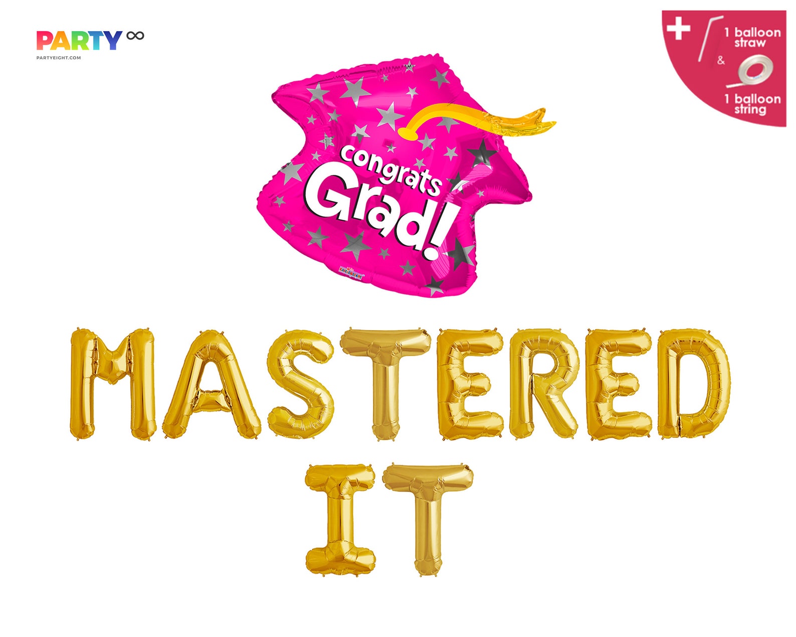 Mastered It Congrats Grad Balloon Banner Graduation Party - Etsy