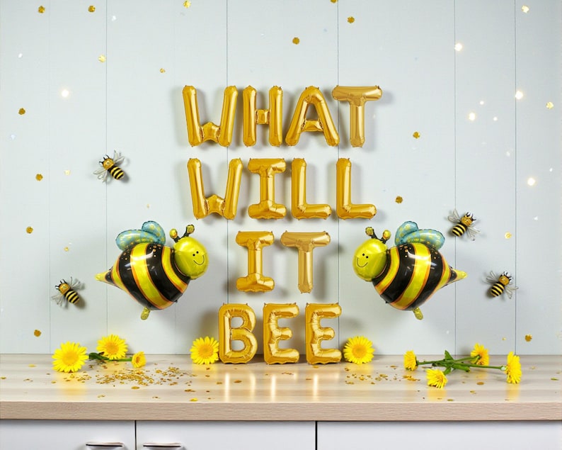 Bumble Bee Gender Reveal Banner: 'what Will It Bee' Balloons Baby ...