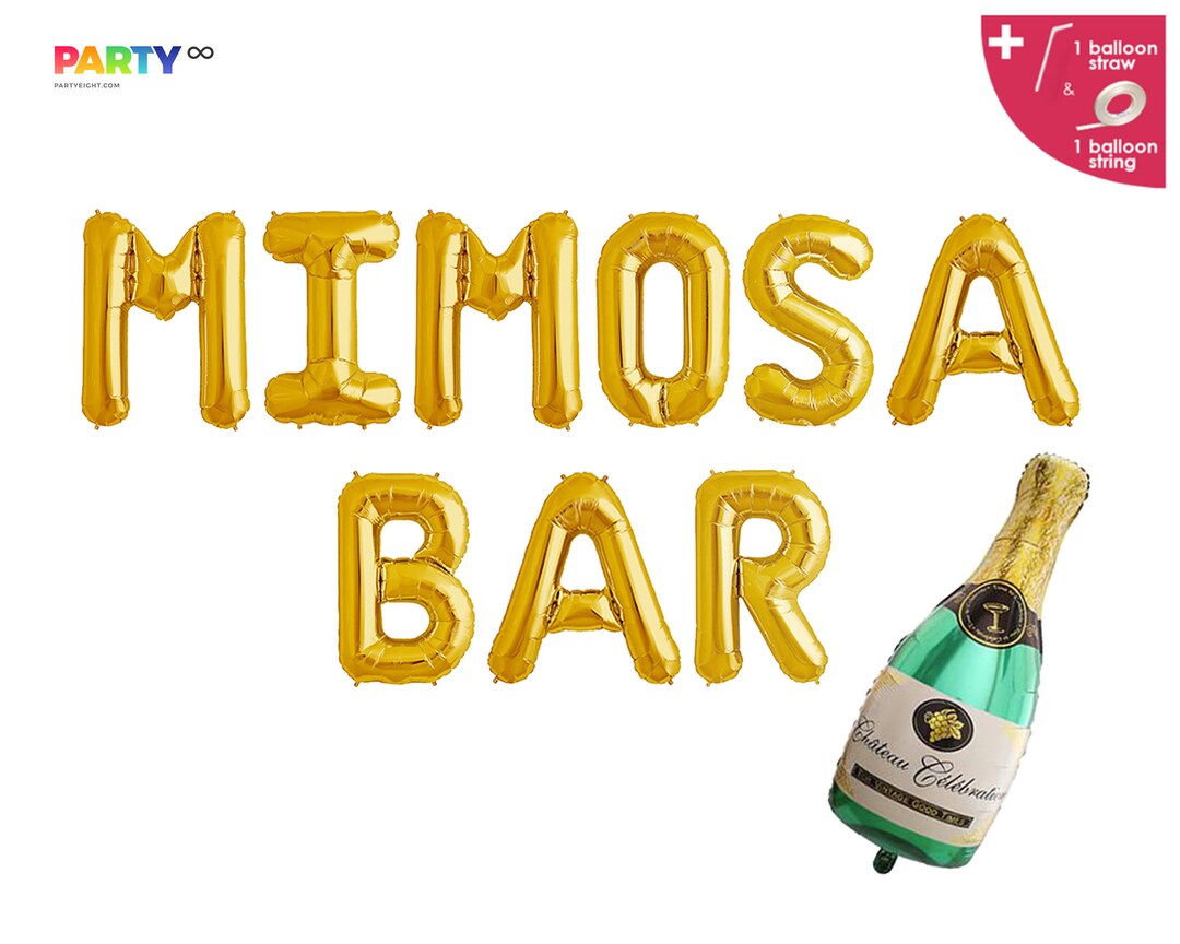 Mimosa Bar Banner W/ Champagne Bottle Balloon | Birthday Banner | Photo ...