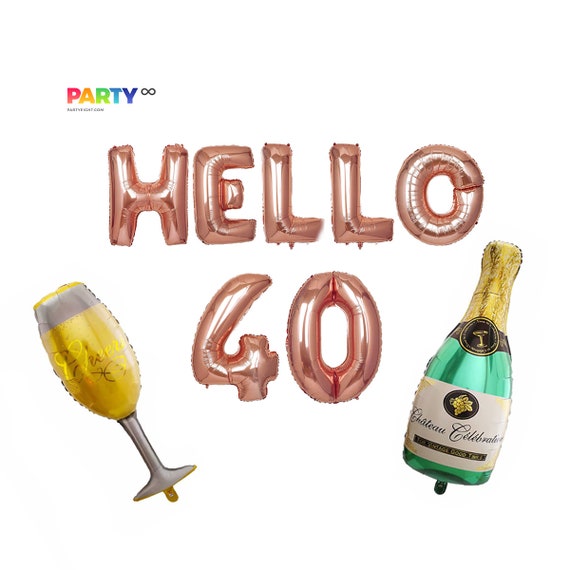 Hello 40 Rose Gold 40th Birthday Balloon Decoration Set 40th Birthday