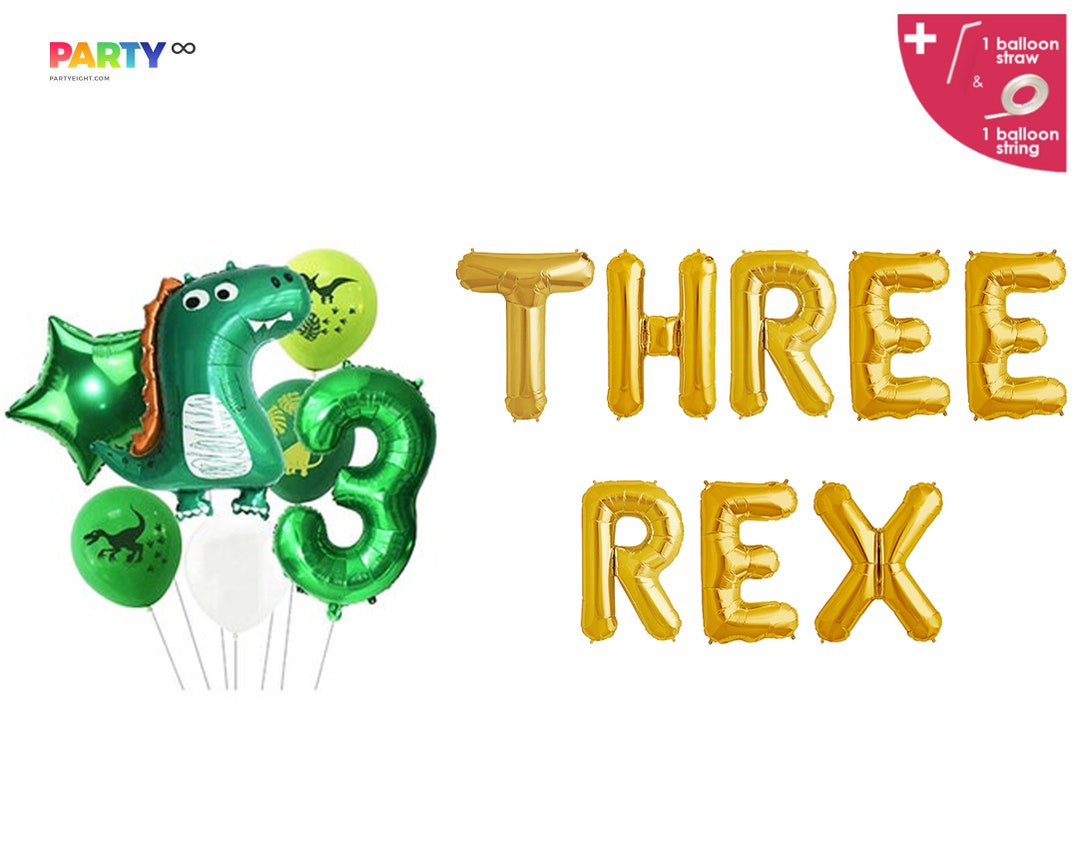 Three Rex Balloon Banner 3rd Birthday Letter Balloons - Etsy