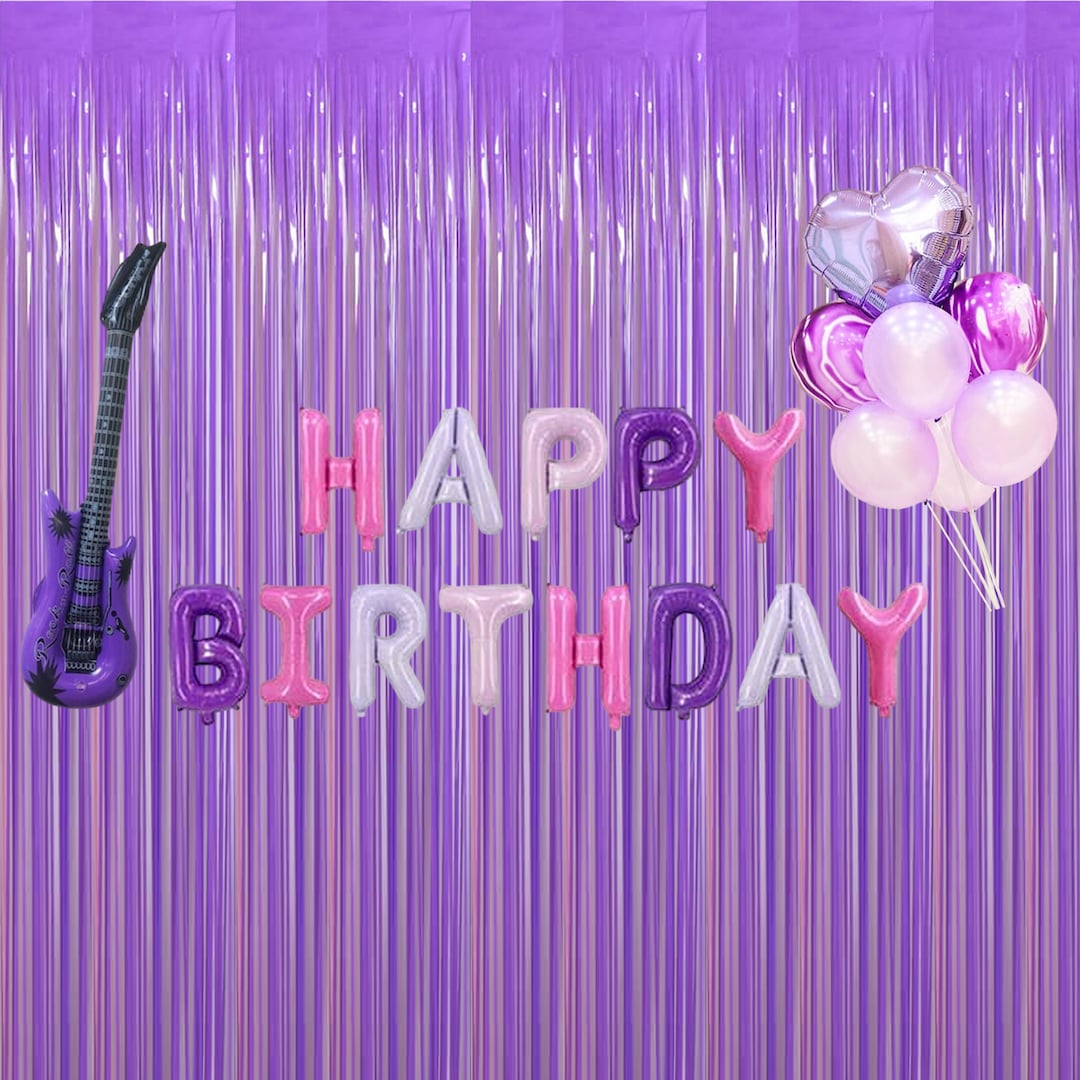 Purple Rock Star Birthday Decor Set: Guitar Balloon Banner - Etsy