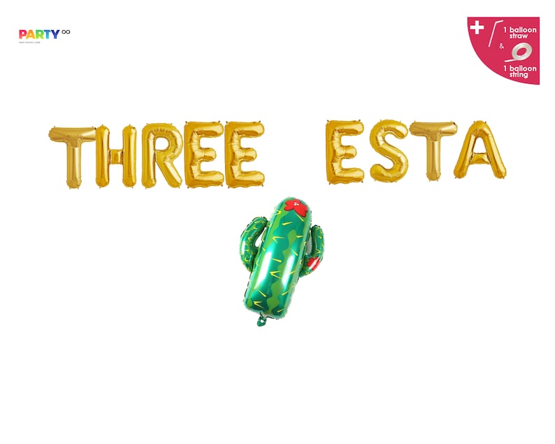 Three Esta Party Balloon Banner Decorations 3rd Fiesta Theme - Etsy