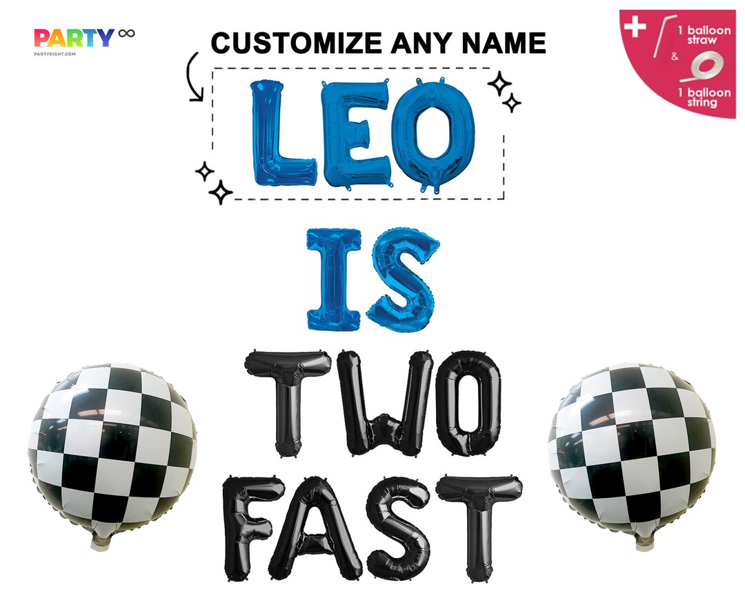 Two Fast Custom Banner | Race Car Themed 2nd Birthday Banner Decor ...