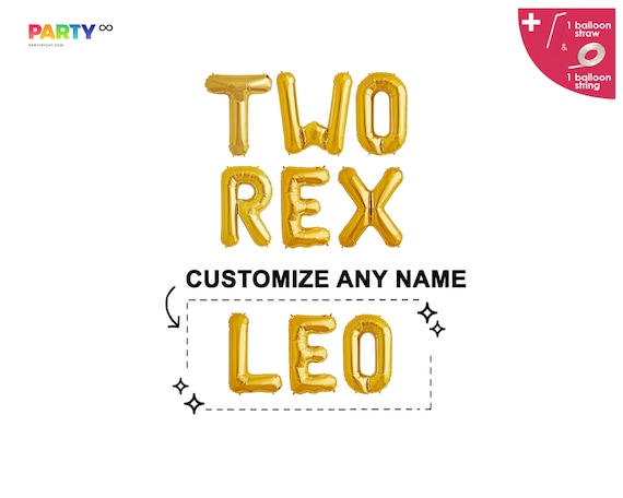 Custom Two Rex Balloon Banner | Customize Dinosaur Theme 2nd Birthday ...