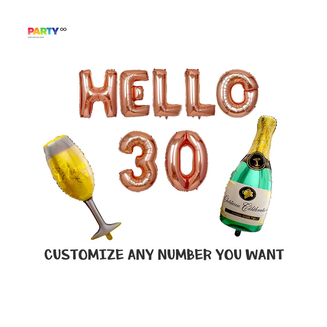 Hello 30 Rose Gold 30th Birthday Balloon Decoration Set | 30th Birthday ...