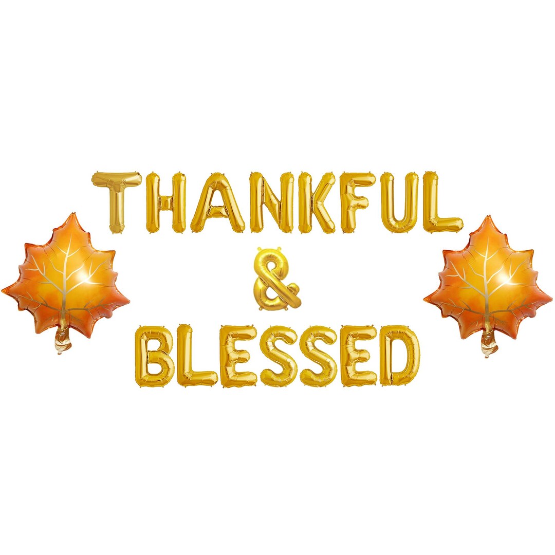 Thankful & Blessed Thanksgiving Decorations Banner Friendsgiving ...