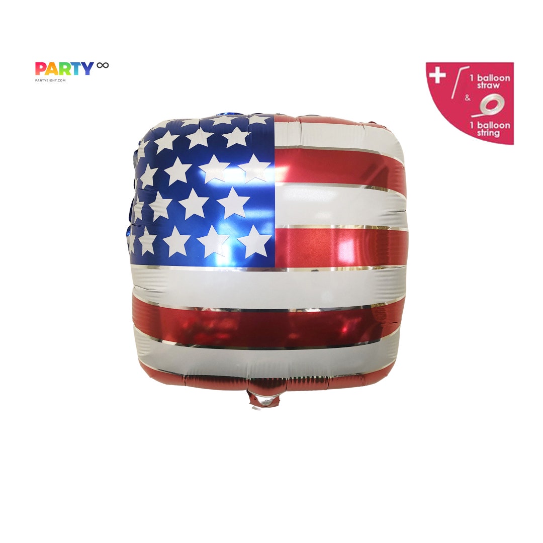 18" American Flag Square Shape Balloon, Patriotic Balloon, Labor Day ...