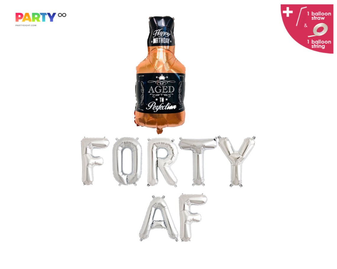 Forty AF Balloon Banner 40th Birthday Party Balloons 40th | Etsy