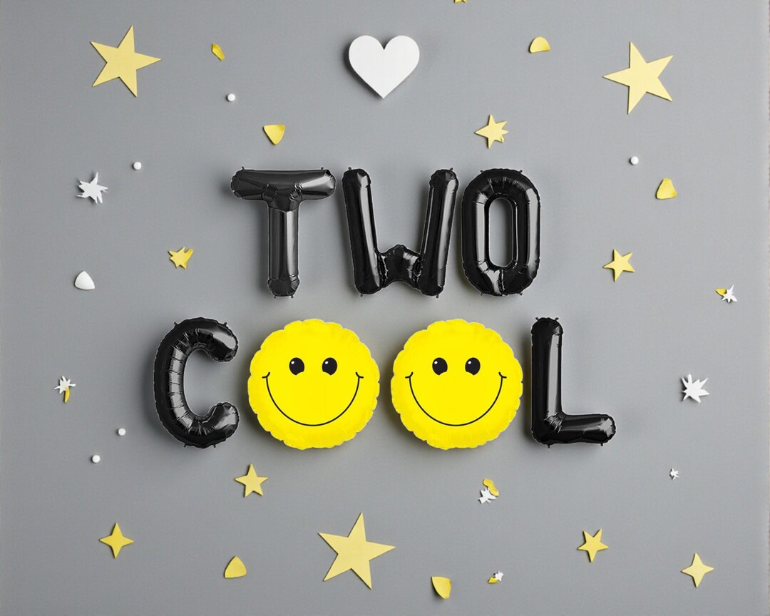 Two Cool 2nd Birthday Smile Face Banner: Kids Smiley Party Decor - Etsy