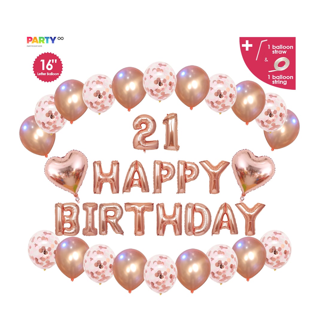 Rose Gold 21st Birthday Balloon Decoration Set | 21st Birthday Party ...