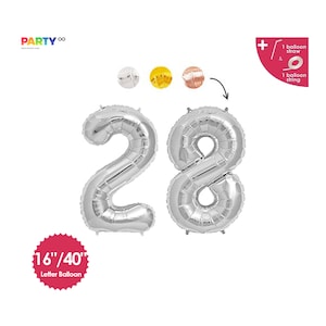 28 Party Balloons for 28th Birthday or Anniversary | Number 28 Balloon ...