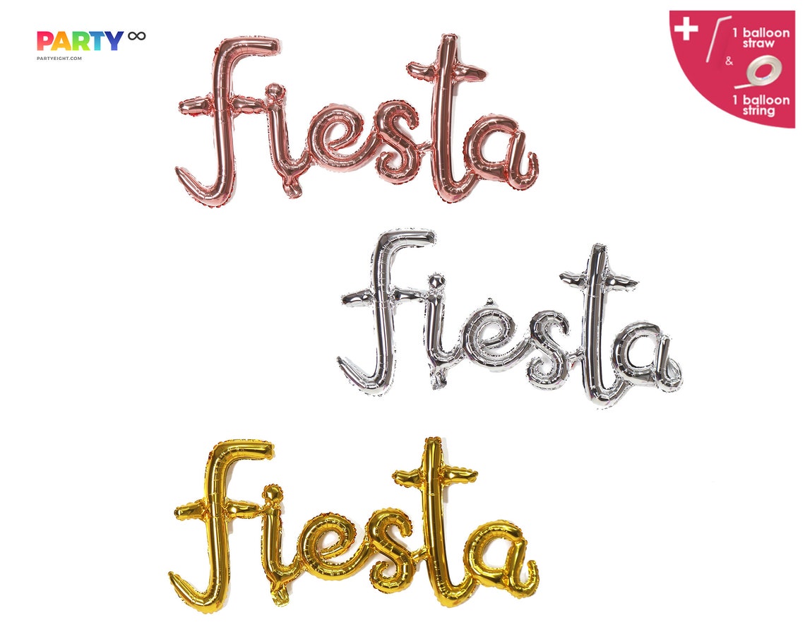 Fiesta Script Balloon in Silver Rose Gold Gold Fiesta - Etsy