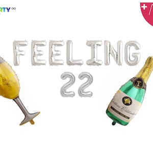 Feelin 22 Balloons Banner Birthday Decoration | 22nd Birthday Party ...