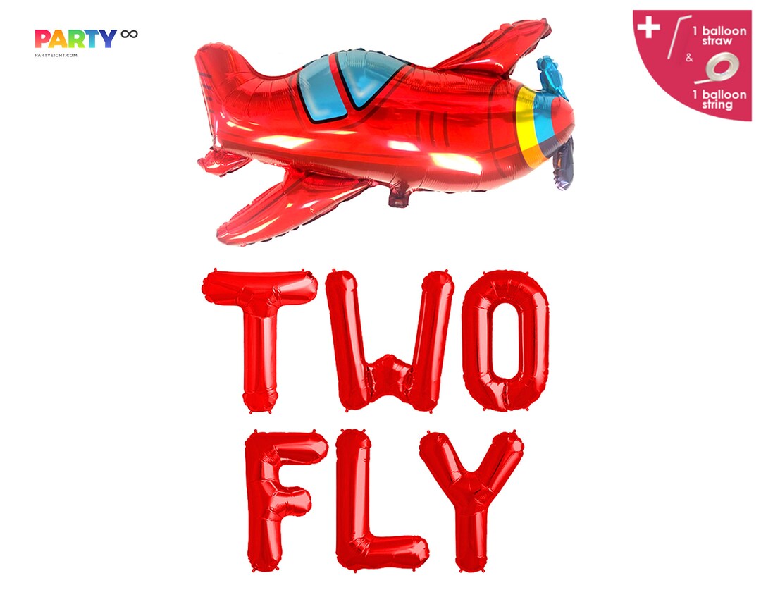 Two Fly Balloon Banner | Airplane Themed Birthday Decor for Two | 2nd ...